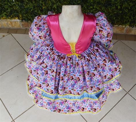 Vestido Festa Junina Caipira Infantil Luxo Armado Luva Frete grátis