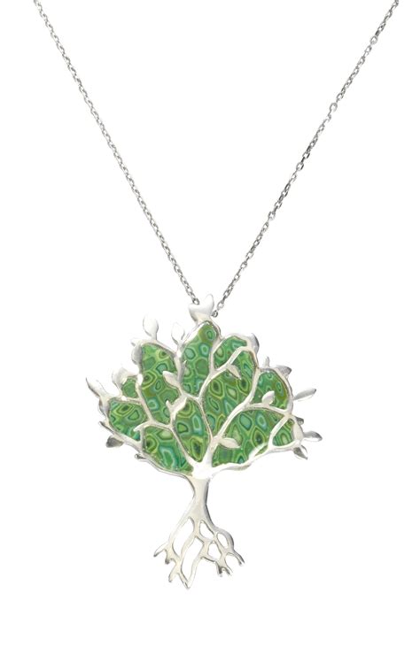 Necklace With Green Etz Chaim Tree Of Life Pendant