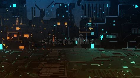 Abstract Visualization Of A Circuit Board With Data Processing Concept Of Artificial