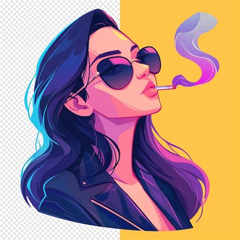Young Woman Enjoying A Cigarette Unhealthy Lifestyle Premium Ai