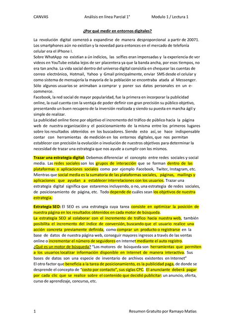 Resumen Analisis Y Herramientas Parcial 1 Ramayo Matias Por qué