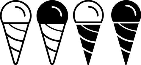 Ice Cream Vector Icon Set Waffle Cone Illustration Sign Collection