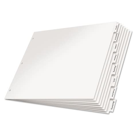 Paper Insertable Dividers 8 Tab 11 X 17 White Clear Tabs 1 Set