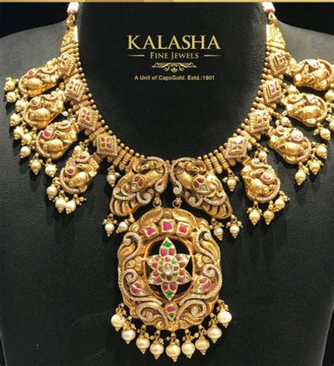 Antique Gold Peacock Necklace Indian Jewellery Designs