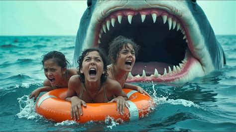 قرش عملاق بيحاصر 3 بنات وسط المحيط وبينزل بيهم تحت المياه ملخص فيلم