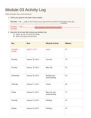 Module Activity Log Docx Module Activity Log Copy And