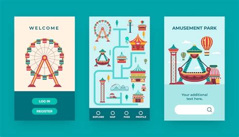 Premium Vector Hand Drawn Flat Amusement Park App Design