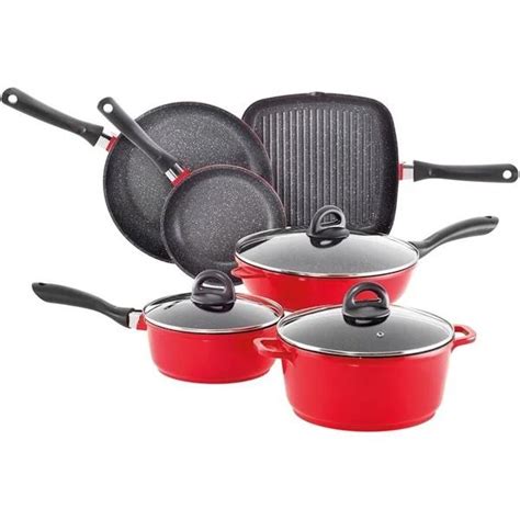 Stone Cast Aluminium Non Stick 6 Piece Cookware Set Red Price History