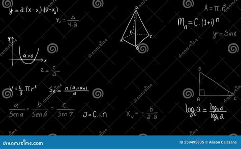 Mathematical Formulas Being Written In Chalk On A Blackboard Stock
