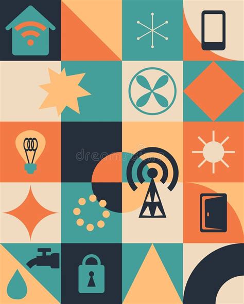 Featuring Smart Home Geometric Poster Digital House With Automation Technology System Concept