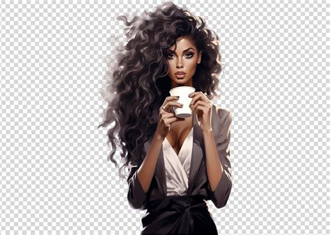 Fashion Illustration Clipart Girl Holding Coffee Planner Art