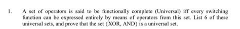 Solved 1 A Set Of Operators Is Said To Be Functionally