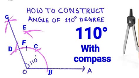 How To Construct Angle Of 110 Degree With Compass Youtube