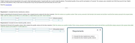 Solved Requirement 2 Calculate The Direct Material Quantity