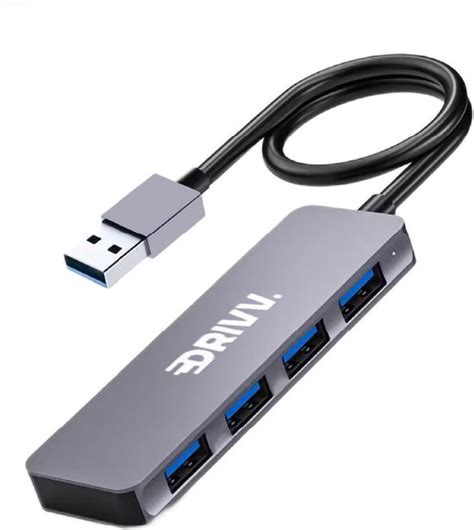 Drivv USB Splitter 4 Poorten USB 3 0A USB Hub 3 0 Aluminium Behuizing Grijs Bol