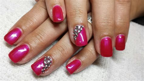 Hot Pink Gel Nails Pink Gel Nails Nails Gel Nails