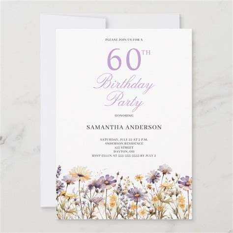 Pretty Wildflower 60th Birthday Party Invitation Zazzle Trong 2024
