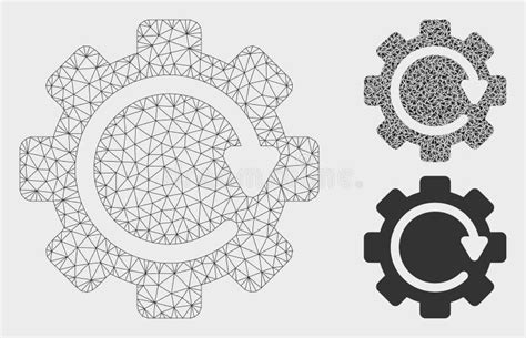 Gear Rotation Direction Vector Mesh Carcass Model And Triangle Mosaic Icon Stock Vector