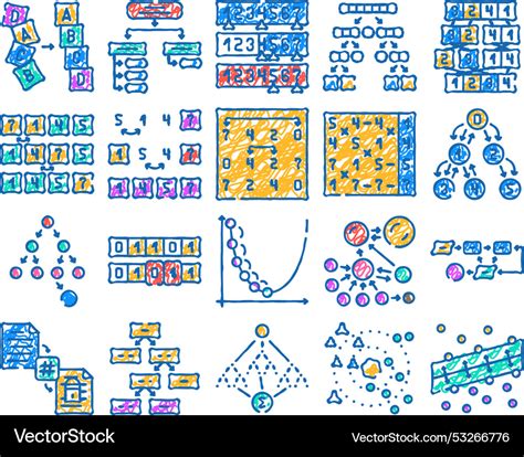 Sorting Algorithm Data Filter Icon Hand Drawn Vector Image