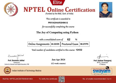 priya prakasam on linkedin nptel python elitecertificate