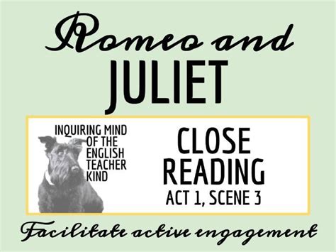 Romeo And Juliet Act 1 Scene 3 Close Reading Worksheet Teaching Resources