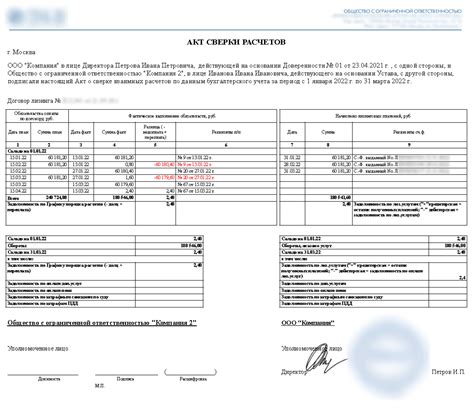 Акт сверки как заполнить образец