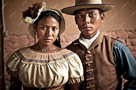 Premium Ai Image Bolivian Couple In Traditional Dress Generative Ai