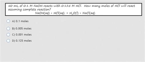 Solved ML Of MNaOH Reacts With MHCl How Many Chegg