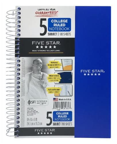 Five Star® College Ruled 5 Subject Notebook 1 Ct Kroger