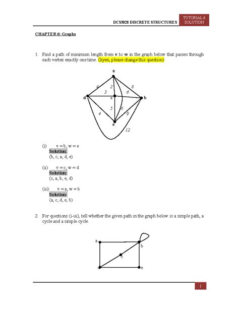 Tutorial Sol Question And Solution DCS DISCRETE STRUCTURES TUTORIAL SOLUTION CHAPTER
