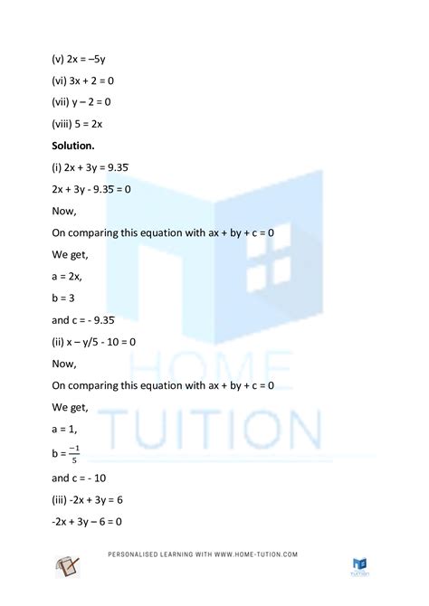ncert solutions for class 9 maths chapter 4 linear equations in two