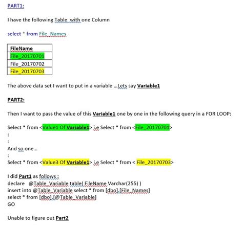Sql Server How To Pass A Variable Value In A From Clause In Microsoft