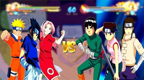 Genin Naruto And Sasuke And Sakura Vs Neji And Rock Lee And Tenten Naruto