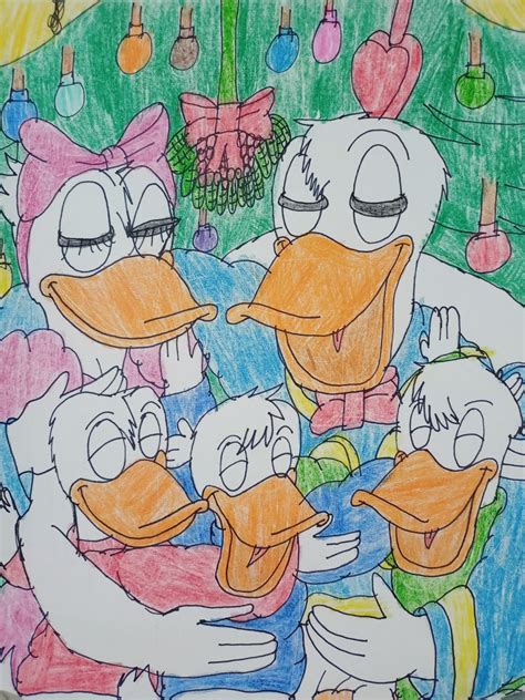 Donald And Daisy Duck With Huey Dewey And Louie Duck Mickeys Once