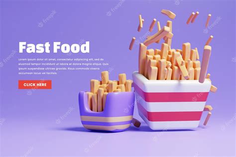 Banner De Comida Rápida Con Papas Fritas O Banner De Encabezado Web De