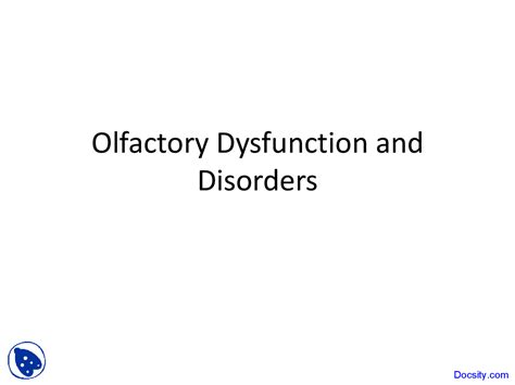 Olfactory Dysfunction And Disorders Otolaryngology Lecture Slides