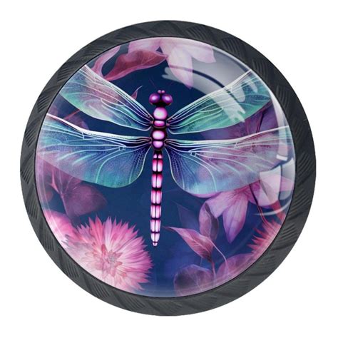 4 Pcs Dragonfly Knobs For Kitchen Cabinet Cupboard Dresser Bookcase Drawer Pulls Handles Round