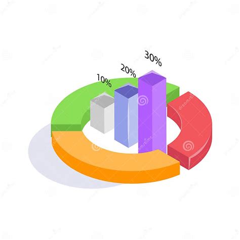 3d Circular Graph With Percentages Representing Data Segments For Analysis Stock Vector