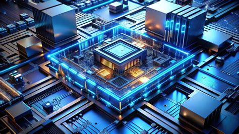 Intricate Quantum Computing Architecture a Futuristic Glowing Blue ...