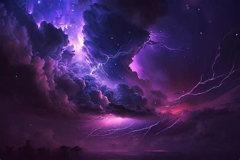 Premium Photo Lighting Purple Sky Storm Image Ai Generated Art