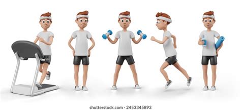 Male Character Sportswear Doing Exercises 3d Stock Vector Royalty Free