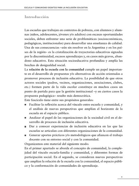 Escuela Y Comunidad Removed Pdf Inclusión Educación Escuelas