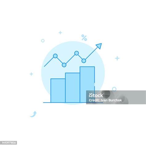 위쪽 차트 그래프 성장 플랫 벡터 아이콘입니다 채워진 선 스타일입니다 블루 모노크롬 디자인 편집 가능한 획 0명에 대한 스톡 벡터 아트 및 기타 이미지 Istock