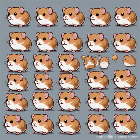 Hamster 2D Character Sprite Sheet Stable Diffusion Online