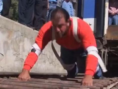 Strongman Pulls Train Weighing 25 Tons Up Incline Video