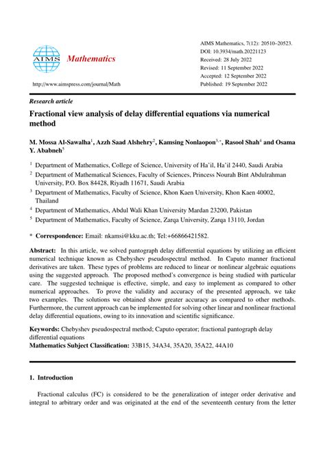 Pdf Fractional View Analysis Of Delay Differential Equations Via