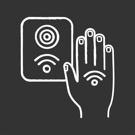 Nfc Reader Chalk Icon Rfid Access Control Nfc Button And Hand Sticker Near Field