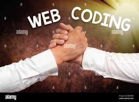hand writing sign web coding business overview a system of symbols and rules used to represent