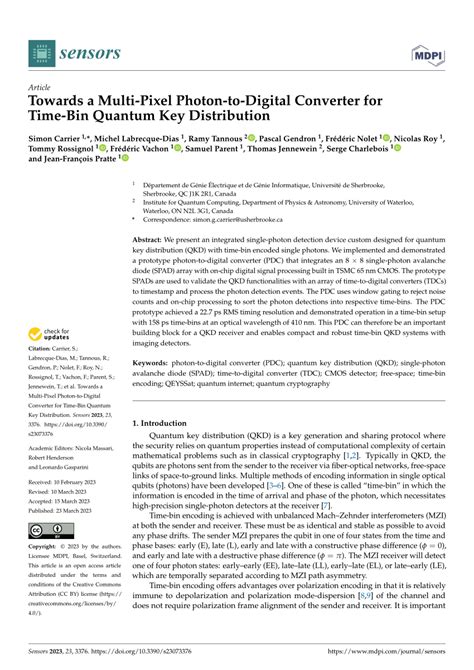 Pdf Towards A Multi Pixel Photon To Digital Converter For Time Bin