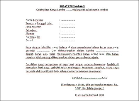 Contoh Surat Pernyataan Karya Sendiri Surat Permohonan Desain
